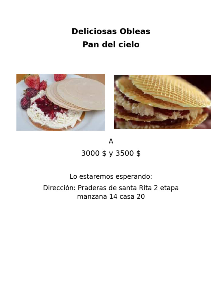 Obleas Deliciosas en Praderas de Santa Rita | PDF