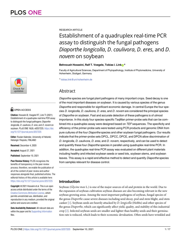 Hosseini et al 2021_ Establishment of a quadruplex real-time PCR assay to distinguish the fungal ...