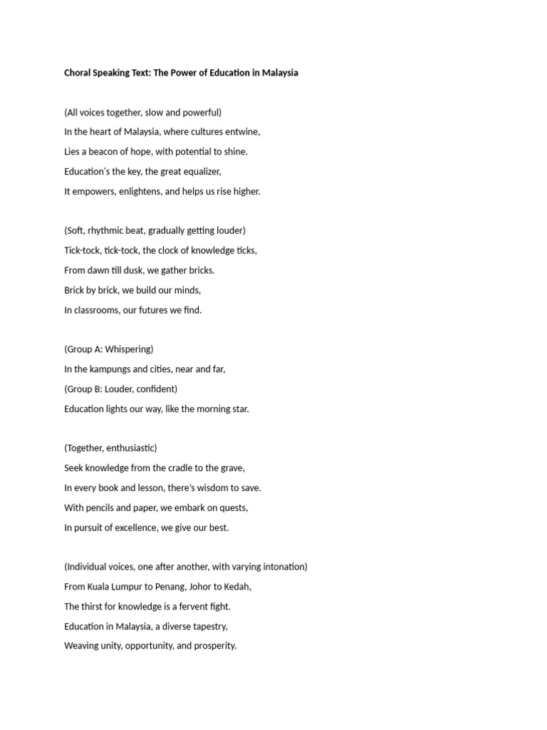 Choral Speaking Text | PDF