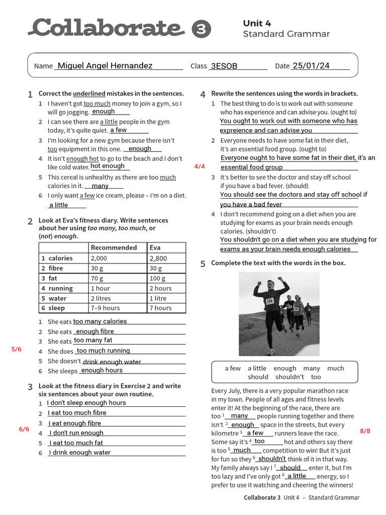 Kami Export - Collaborate - WS - 3 - Standard - Grammar - Unit - 4 | PDF