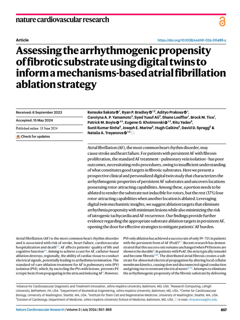 2024 Assessing The Arrhythmogenic Propensity of Fibrotic Substrate Using Digital Twins T | PDF ...