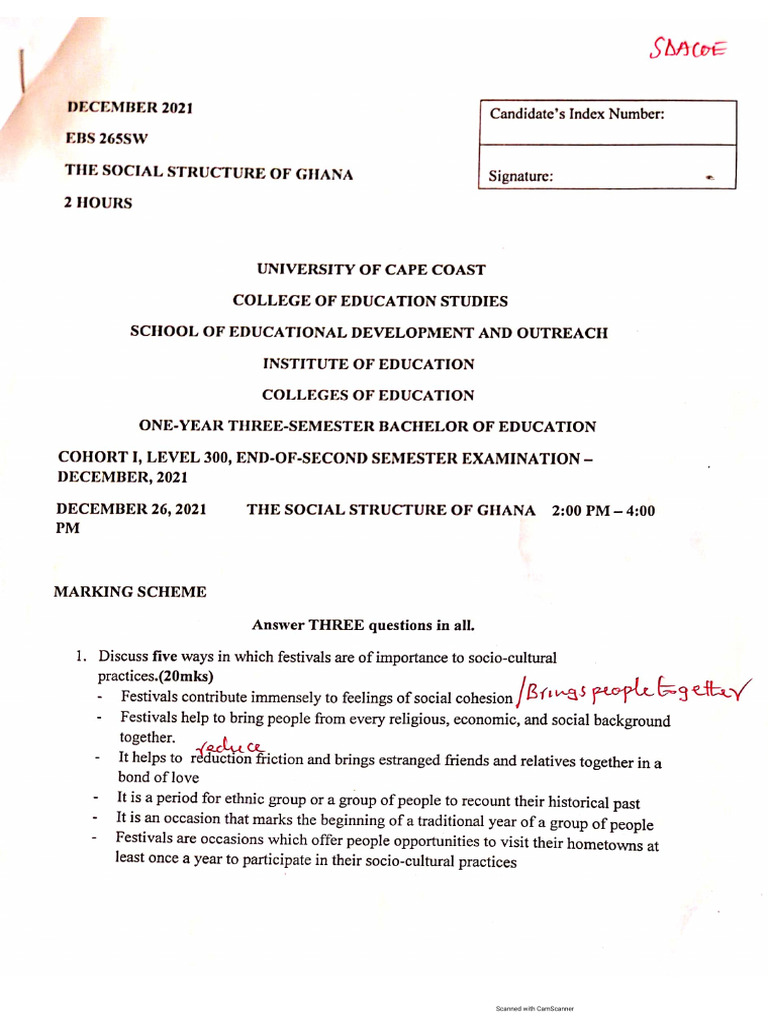 Social Structure of Ghana - 2021 Cohort End of Sem | PDF