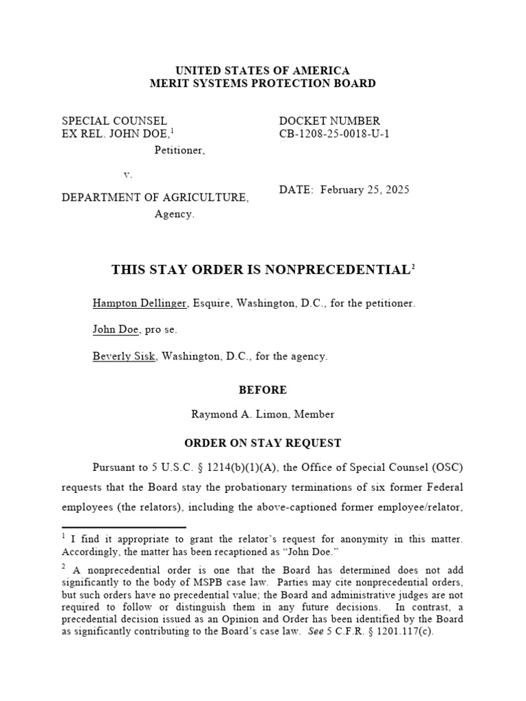 Stay Order for Federal Employee Terminations | PDF | Injunction ...