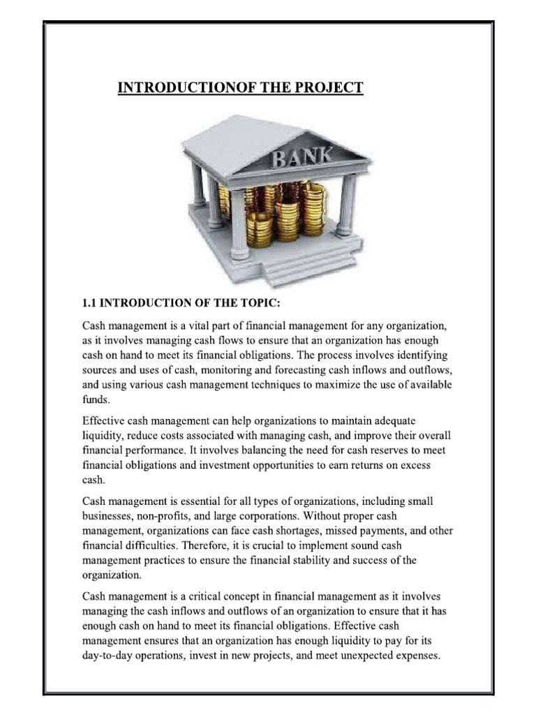 Introduction A Studey On Cash Management of Sbi Bank | PDF