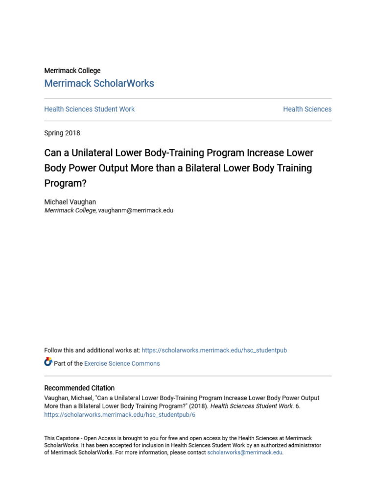 Unilateral vs. Bilateral Lower Body Training | PDF