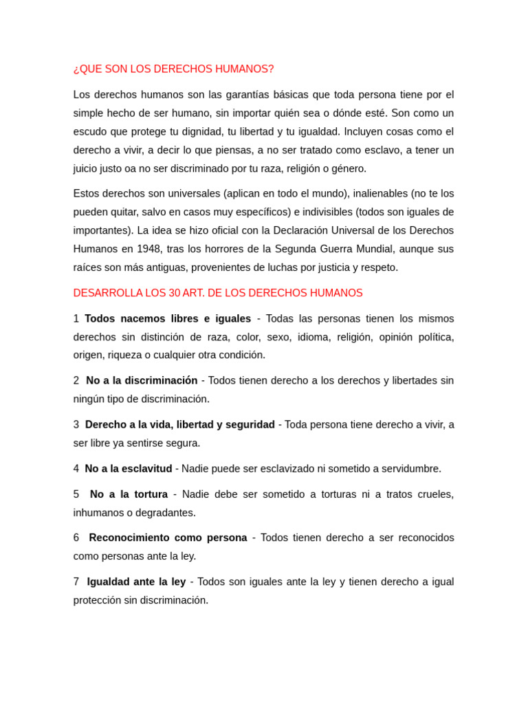 Derechos Humanos: Conceptos Clave y Artículos | PDF | Derechos humanos ...