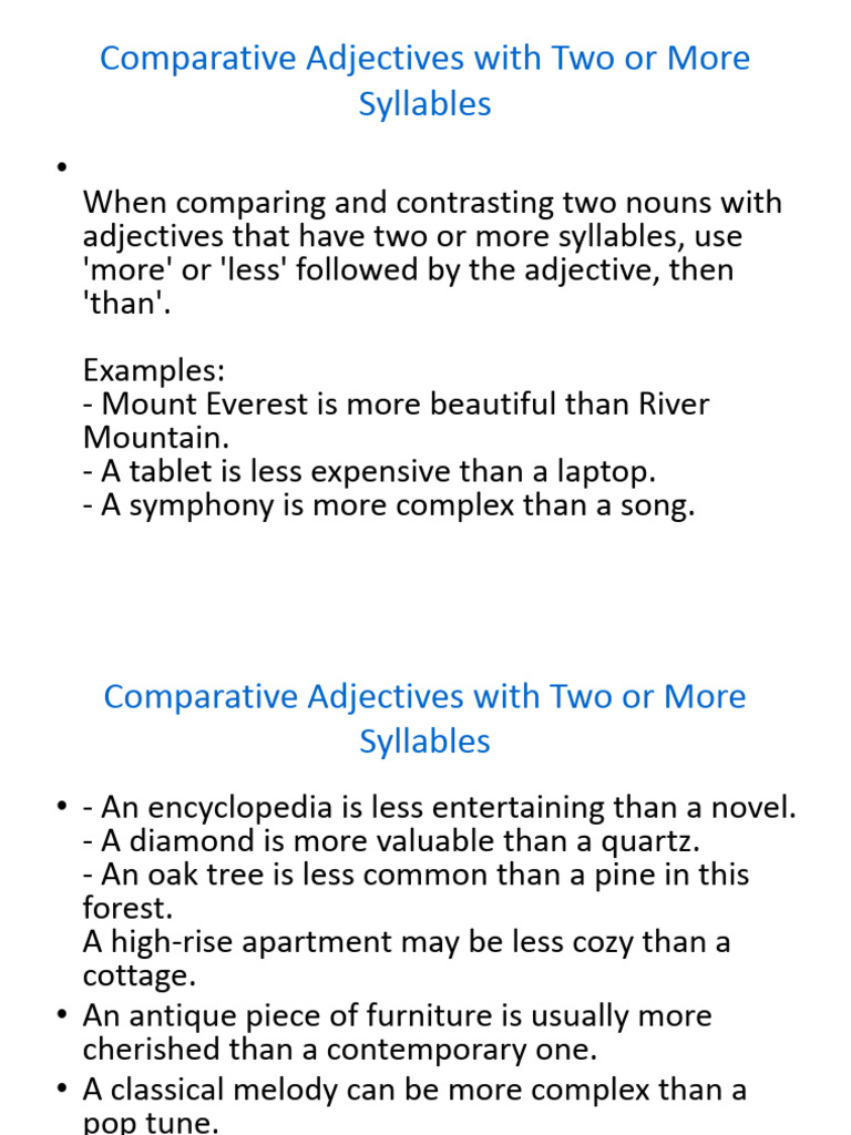 Comparative Adjectives Presentation Extended | PDF