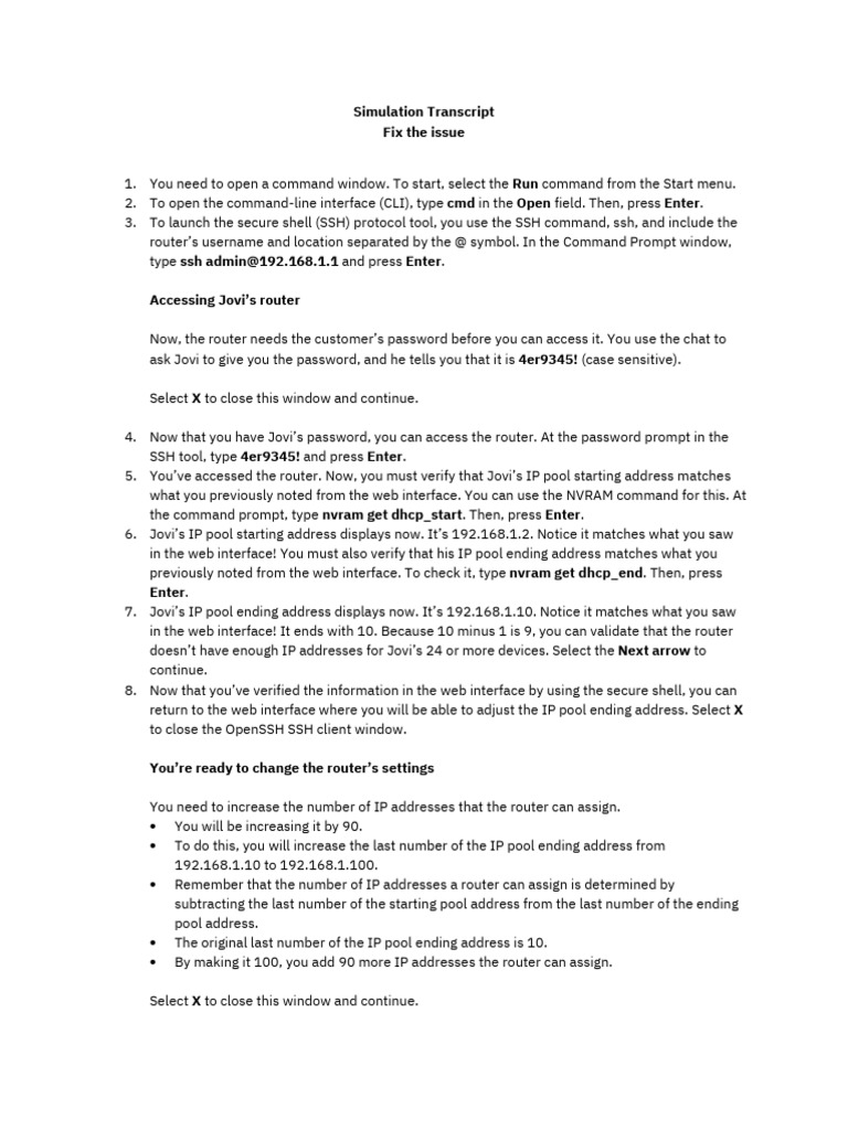 Fix The Issue Simulation Transcript - EN | PDF | Secure Shell ...
