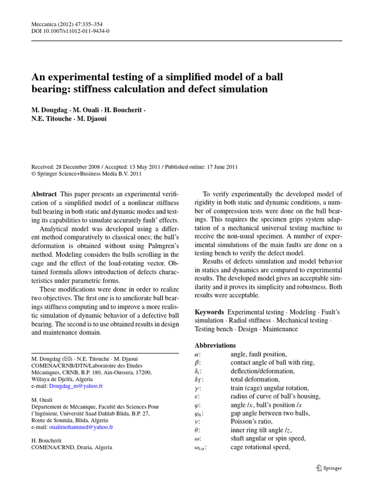 Dynamic Model of A Deep-Groove Ball Bearing Including Localized and Distributed Defects ...