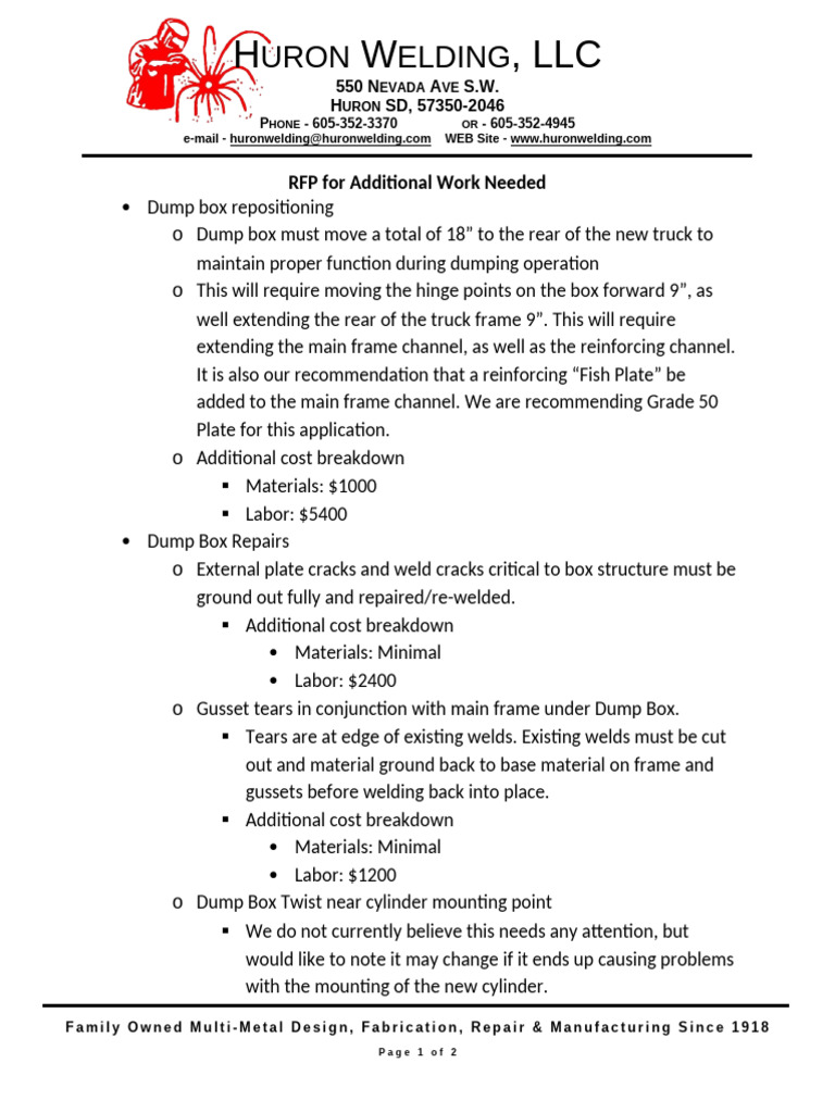 RFP For Additional Work Needed | PDF | Mechanical Engineering