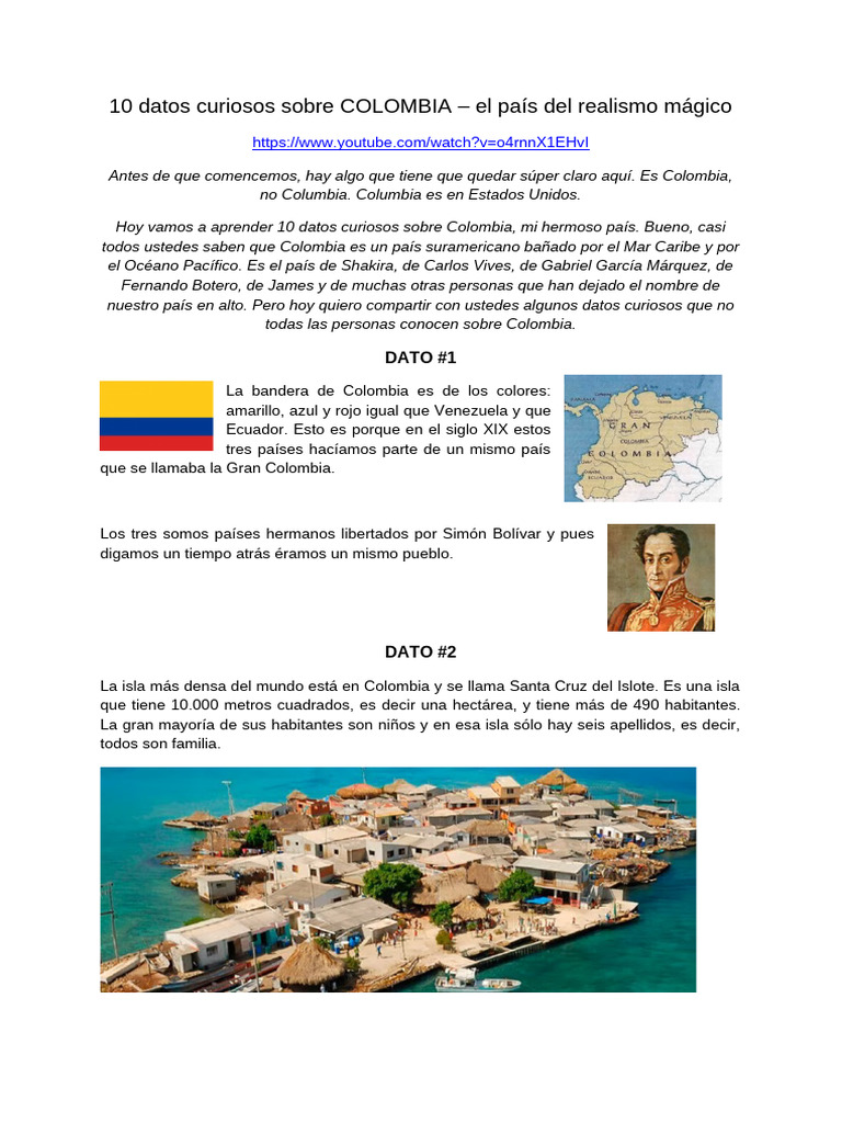 10 Datos Curiosos Sobre COLOMBIA | PDF | Colombia