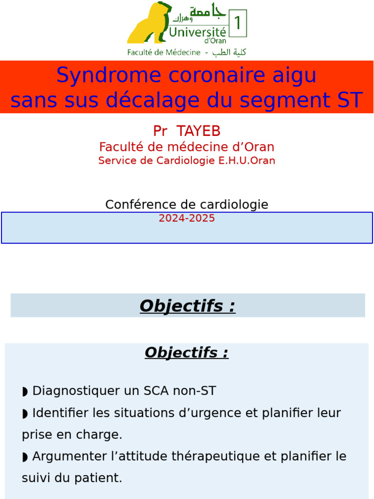 SCA sans sus-décalage ST : diagnostic et traitement | PDF ...