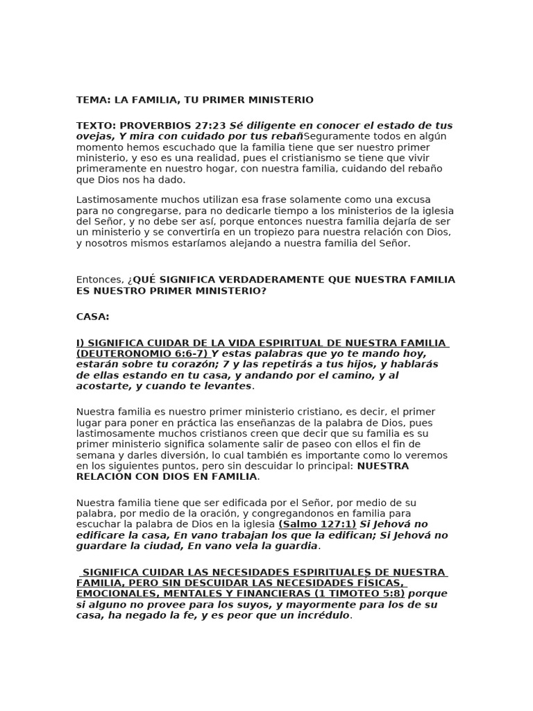 TEMA La Familia y El Ministerio | PDF | Amor | Jesús