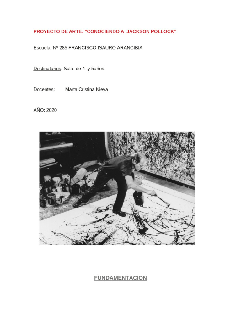 Conociendo a Jackson Pollock en el Arte | PDF | Pinturas | Dibujo