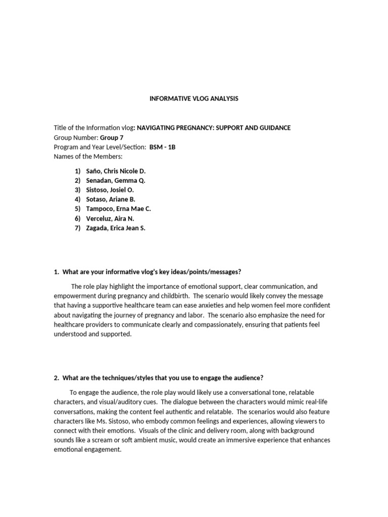 Group 7 - Informative Vlog Analysis | PDF | Communication | Human ...