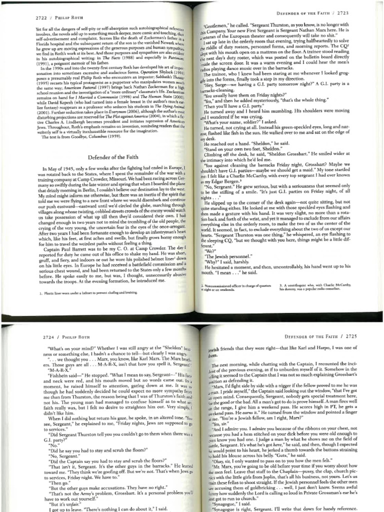 Philip Roth - Defender of The Faith | PDF