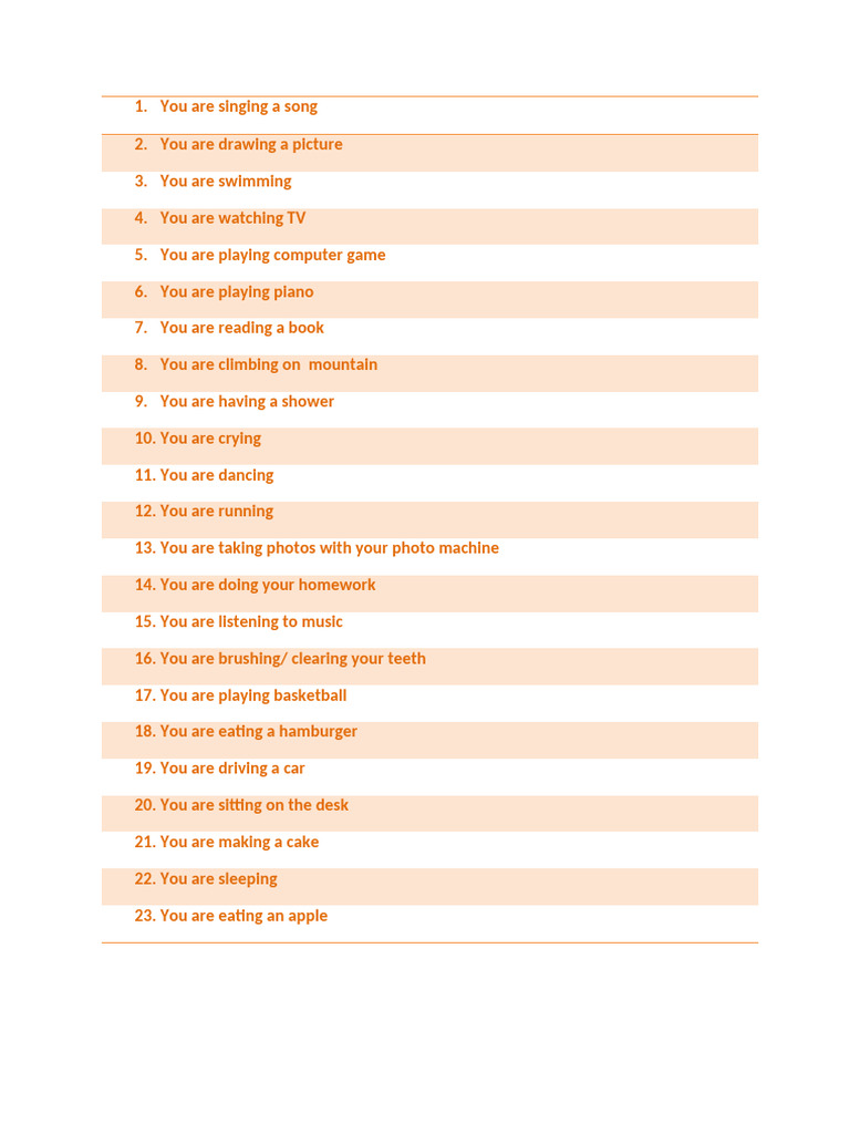 Present Continuous Miming Game | PDF