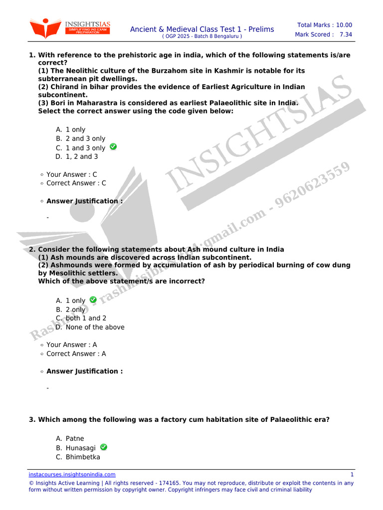 Ancient & Medieval Class Test 1 - Prelims-28-Feb-25 03-29-19 | PDF ...