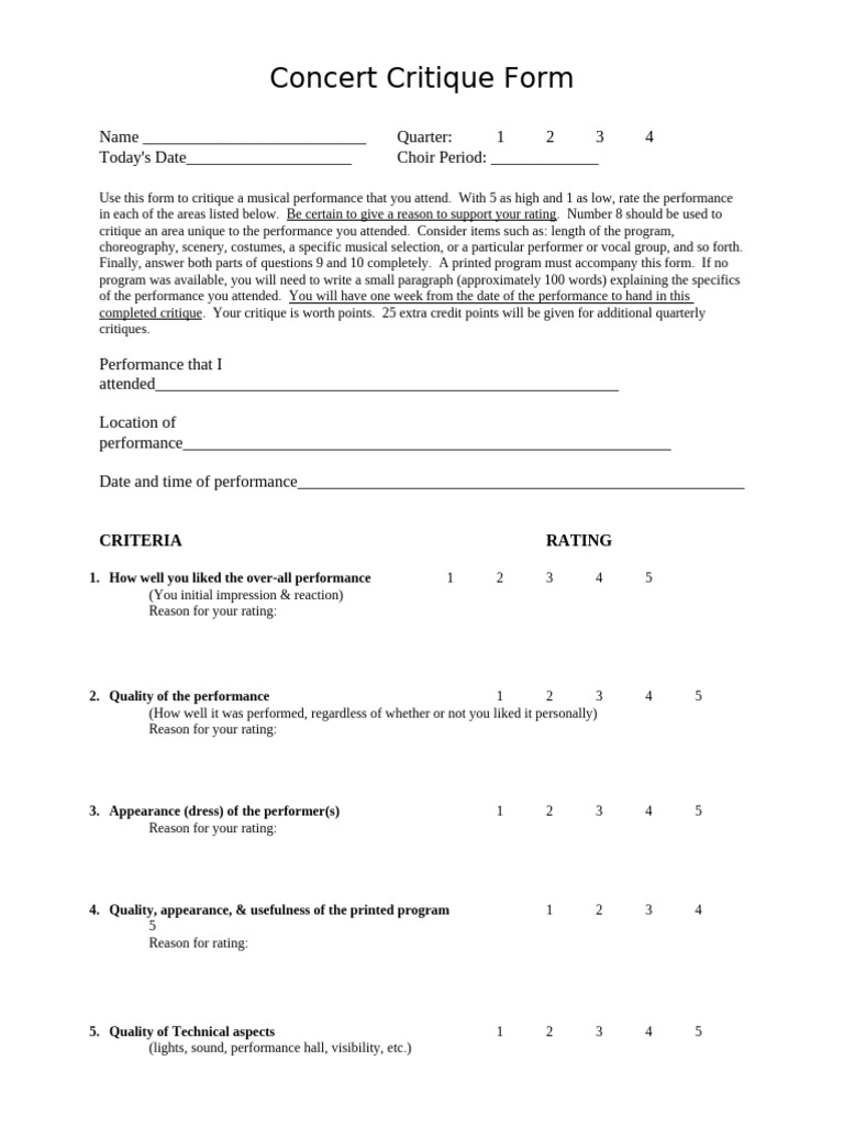 Concert Critique Form.doc | PDF