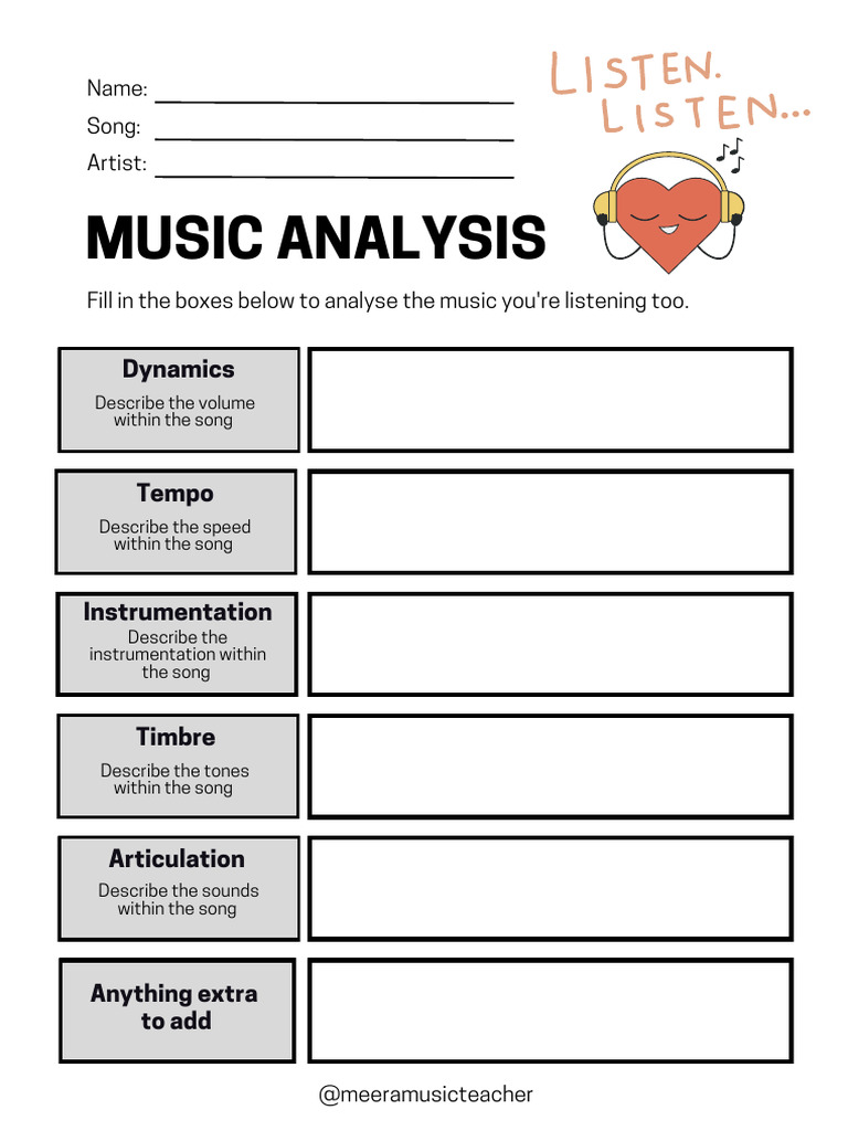 MusicAnalysisWorksheet-1 | PDF