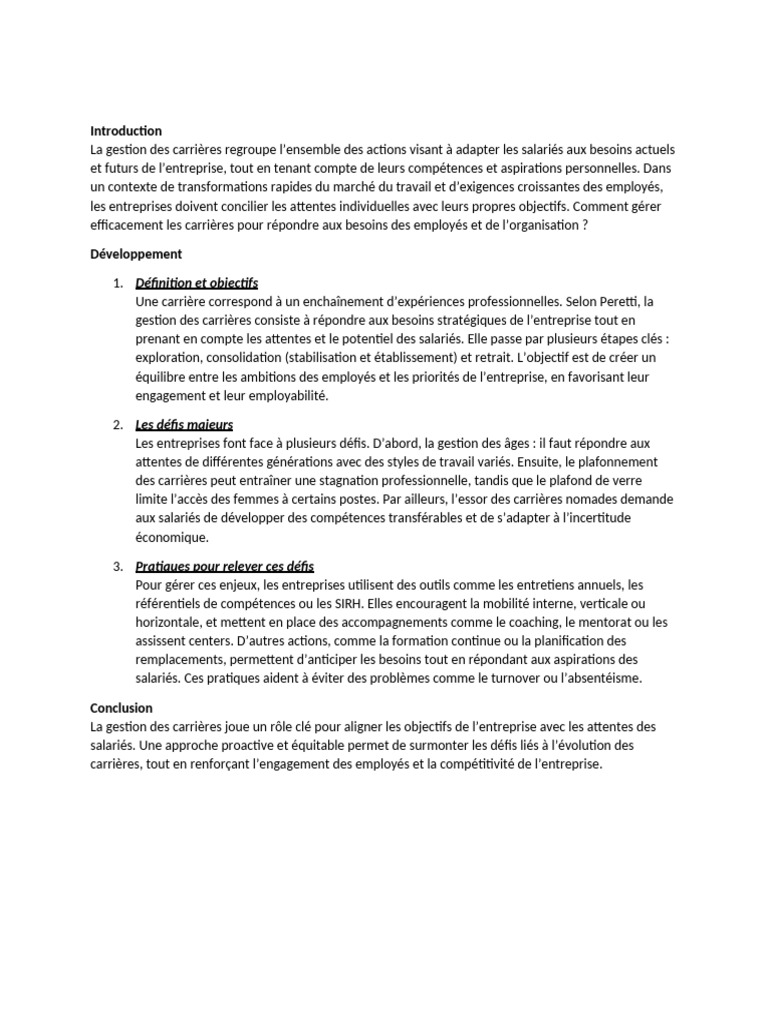 Gestion des carrières : défis et solutions | PDF | Business | Mentorat