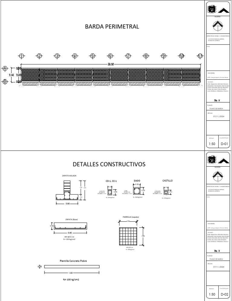 Proyecto Ejecutivo Barda Perimetral | PDF