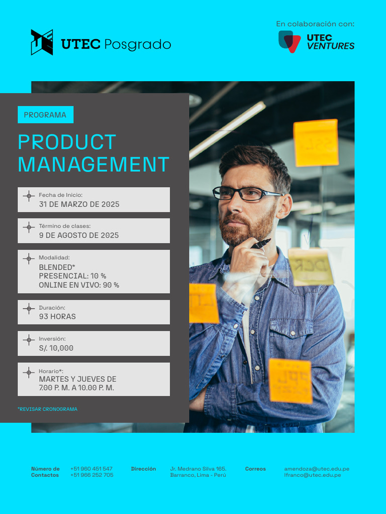 Brochure Programa Product Management | PDF | Empresa de inicio | Pequeñas empresas y emprendedores