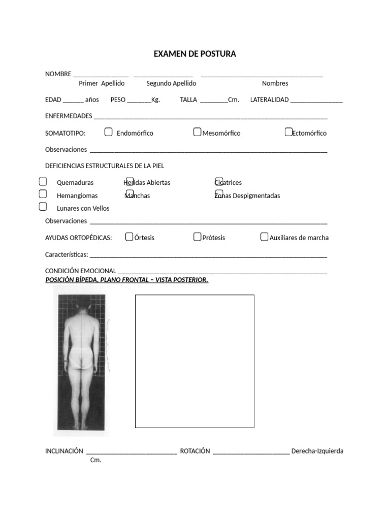 Formato de Postura | PDF | Tórax | Escoliosis