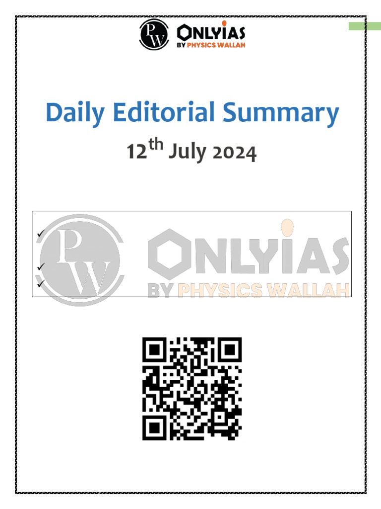 12 July 2024 - Daily Editorial Summary - UPSC - English - Jitendra Kumar | PDF | Nato | Sharia