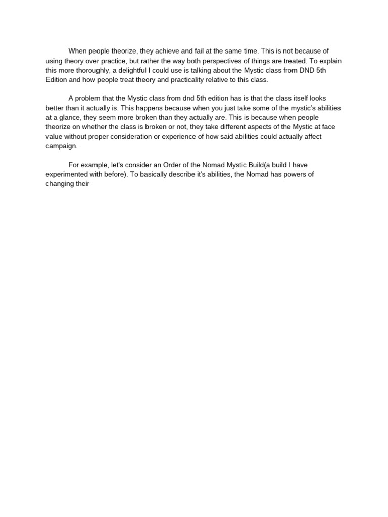 Theory Vs Practicality | PDF