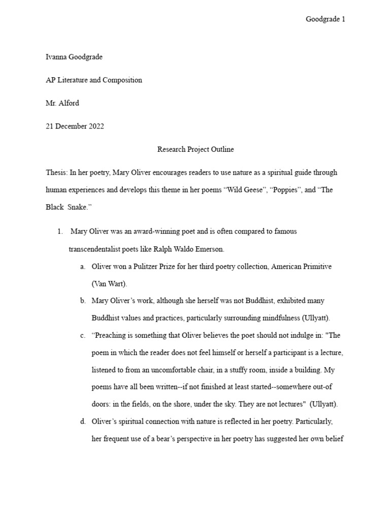 Poetry Research Project Outline | PDF | Poetry