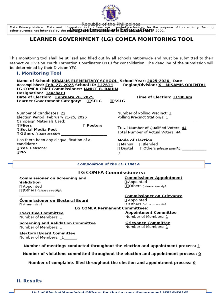 Learner Government Monitoring Tool 2025 | PDF | Accountability | Democracy