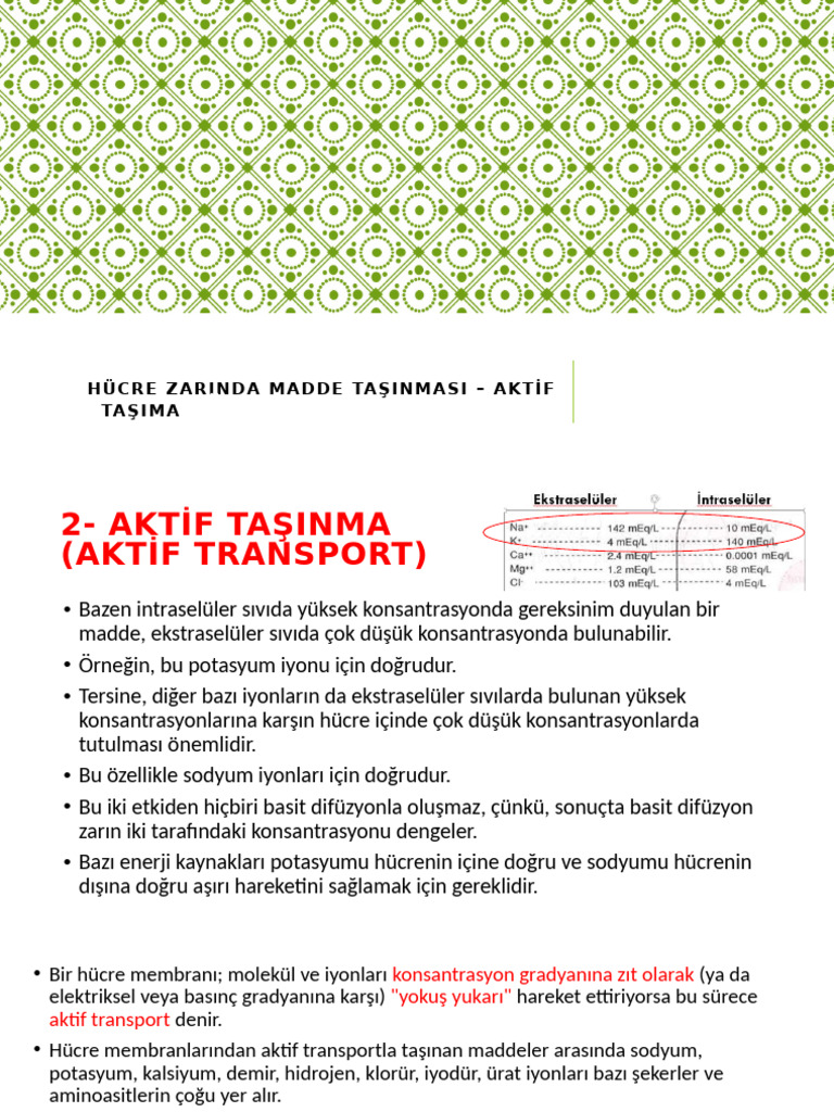 Ders 4 Aktif Tasima | PDF