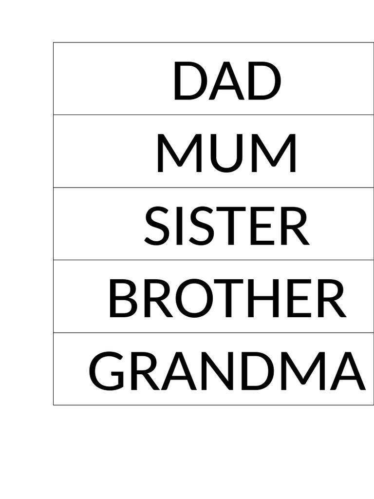 Family Memb Flash Cards | PDF