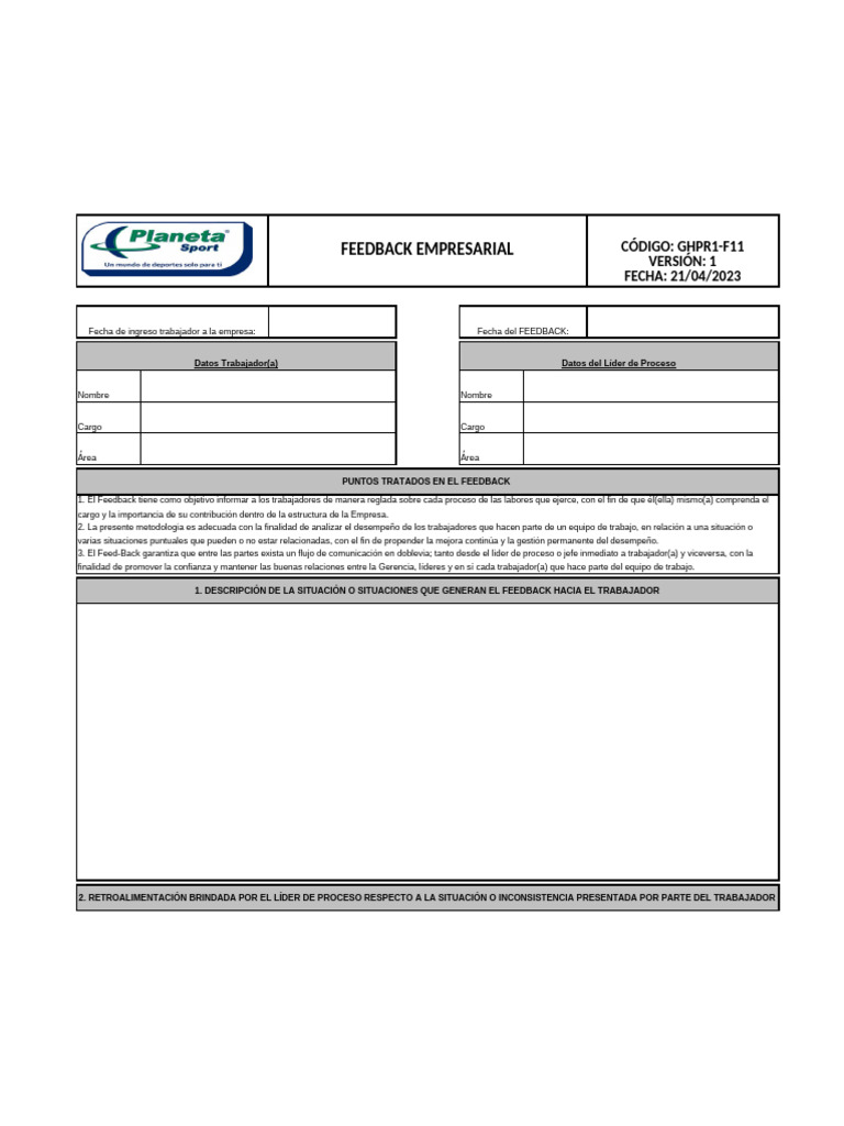 Proceso de Feedback Empresarial | PDF