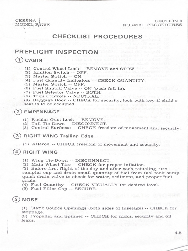Checklist Procedures C172 XP | PDF