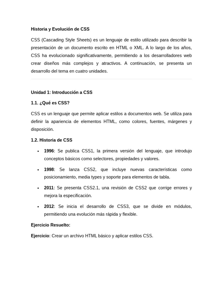 Evolución y Fundamentos de CSS | PDF