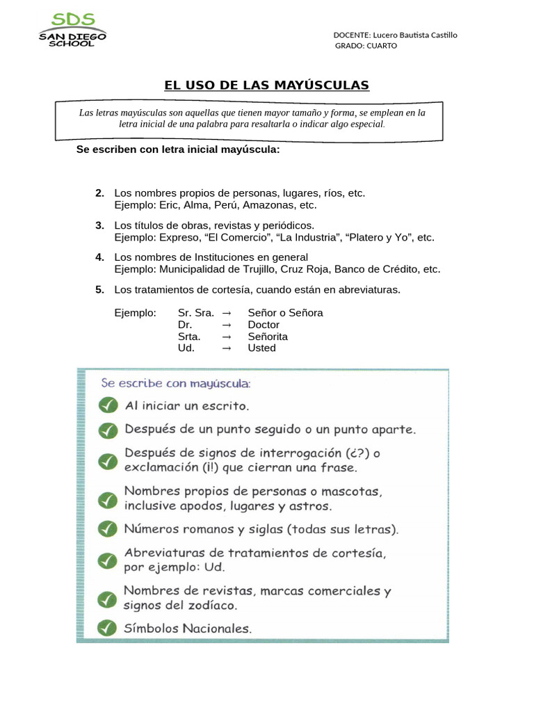 Ejercicios de uso de mayúsculas para primaria | PDF | Caso de carta