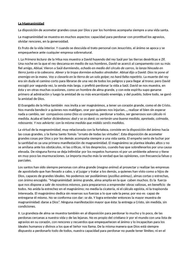 La Magnanimidad | PDF | Jesús | Dios