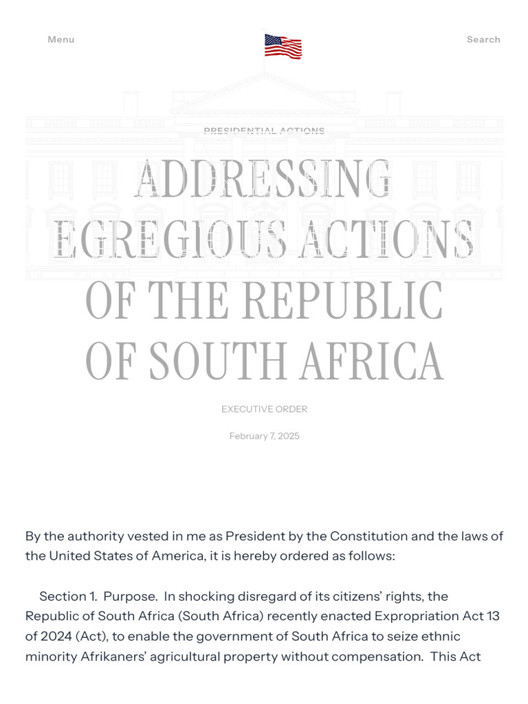 Addressing Egregious Actions of The Republic of South Africa – The ...