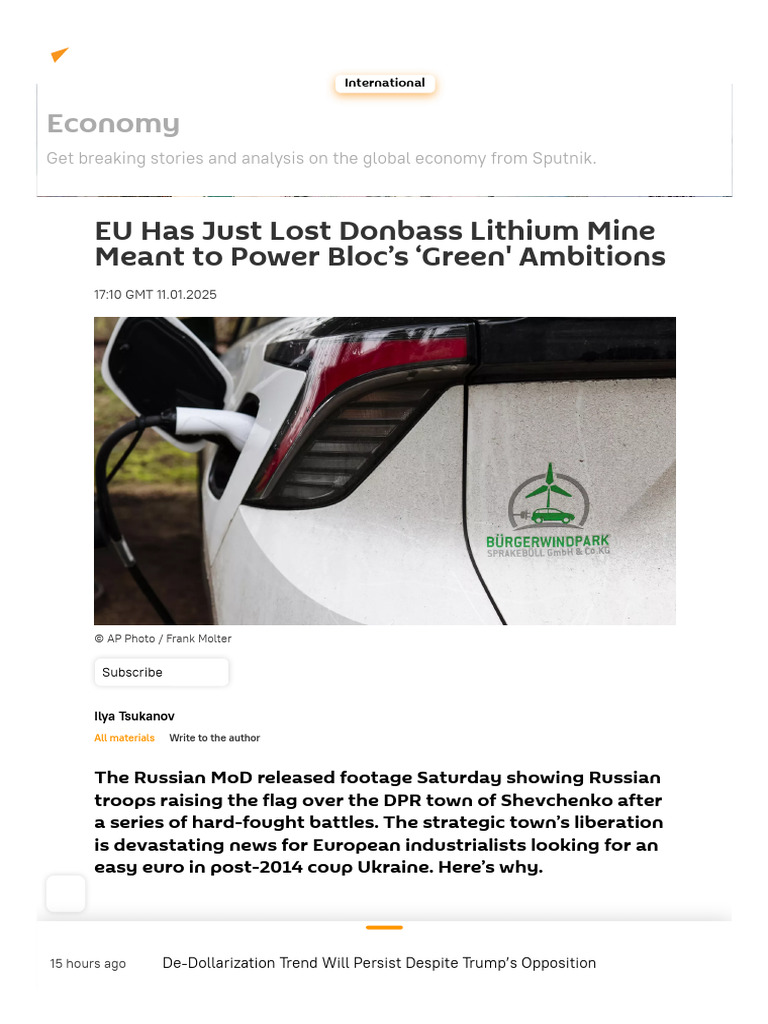 EU Has Just Lost Donbass Lithium Mine Meant To Power Bloc's Green ...