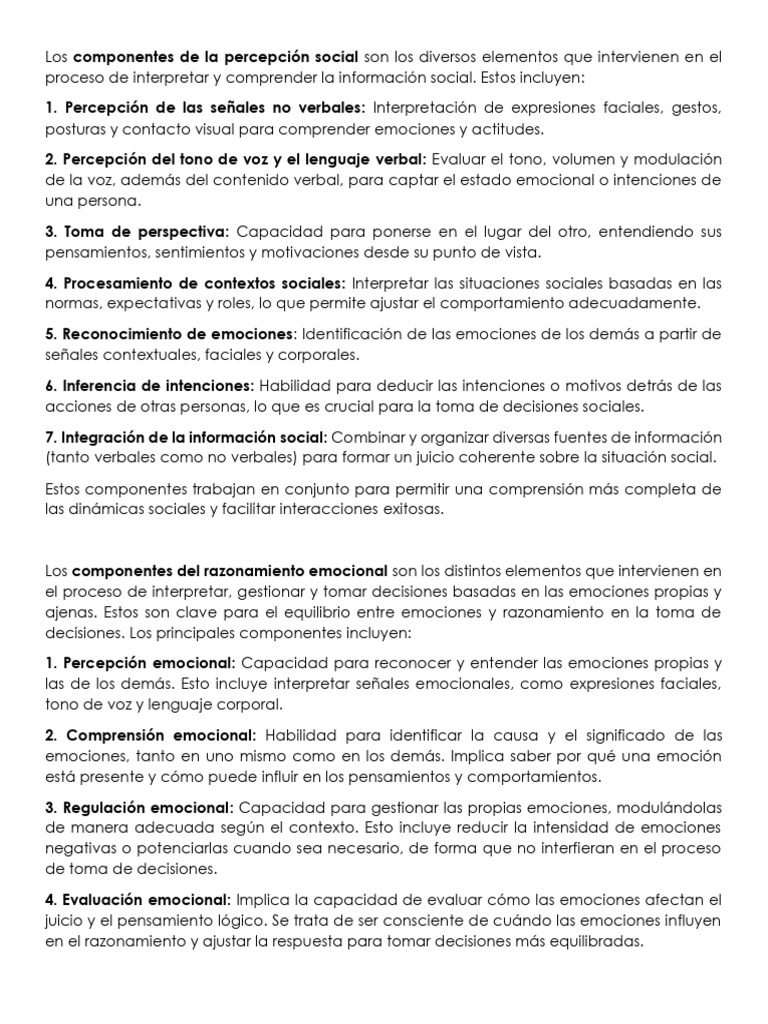 Componentes de la Percepción y Razonamiento Emocional | PDF | Las ...
