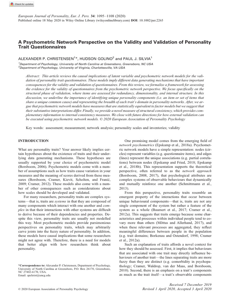 Validating Personality Trait Questionnaires | PDF | Psychometrics ...