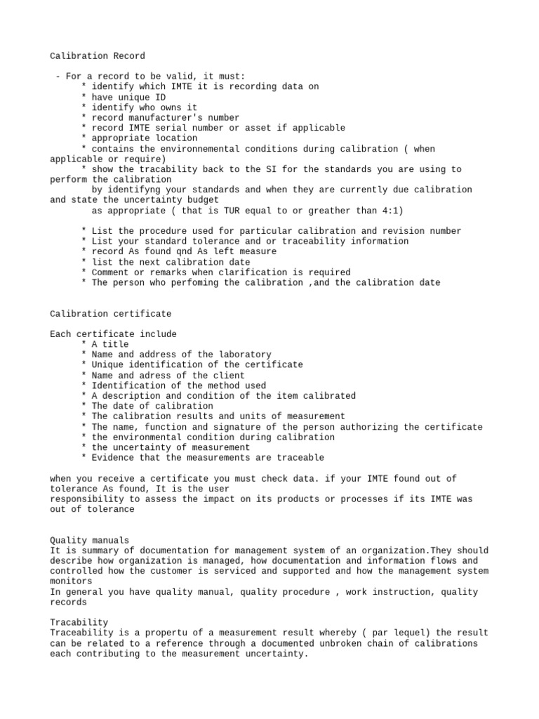 Calibration Record | PDF