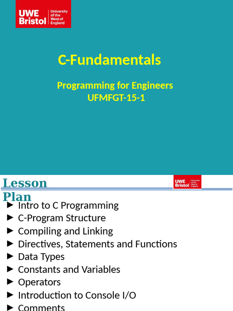 Lecture 2 - C-Fundamentals | PDF | Integer (Computer Science) | Computer Program