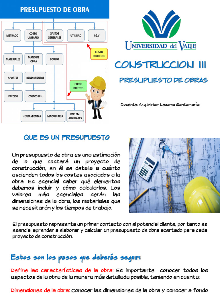 Presupuesto de Obras | PDF | Presupuesto | Business