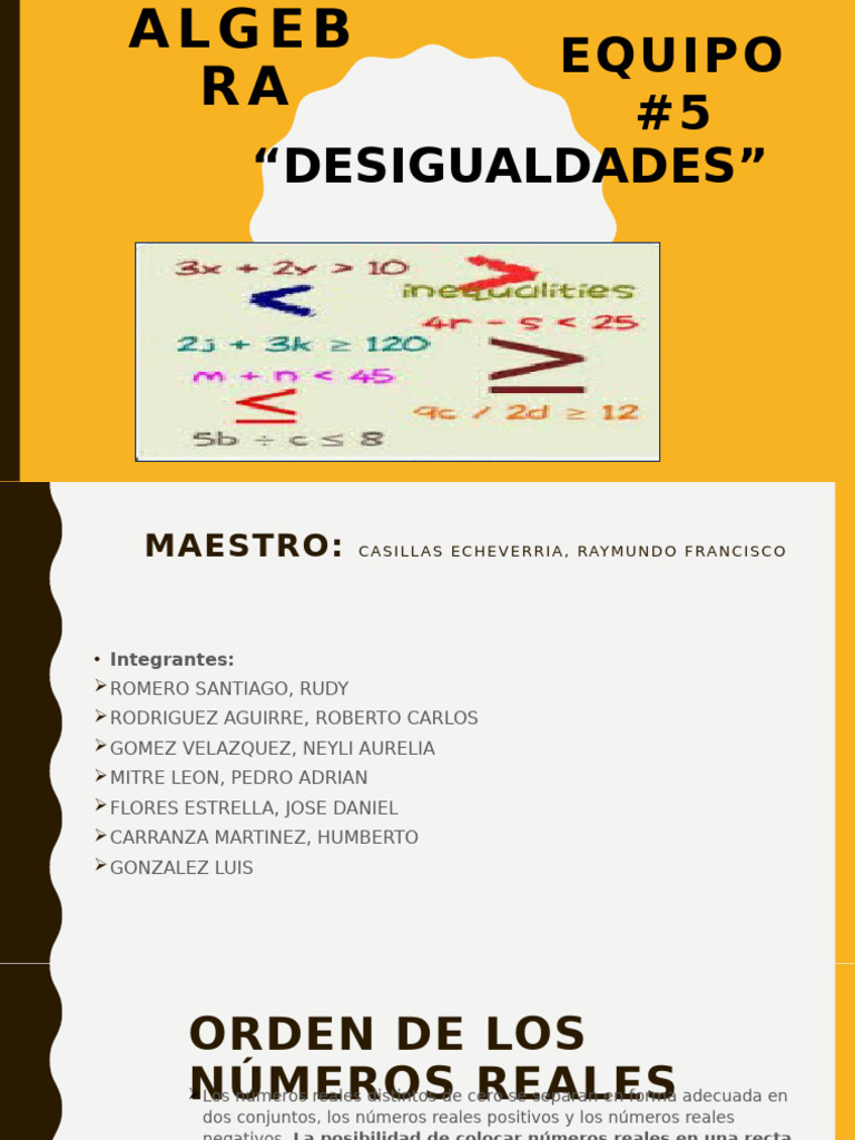 Desigualdades y Orden en Números Reales | PDF | Desigualdad ...