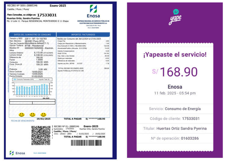 Recibo LUZ Ene-2025 | PDF | Energia electrica | Electricidad