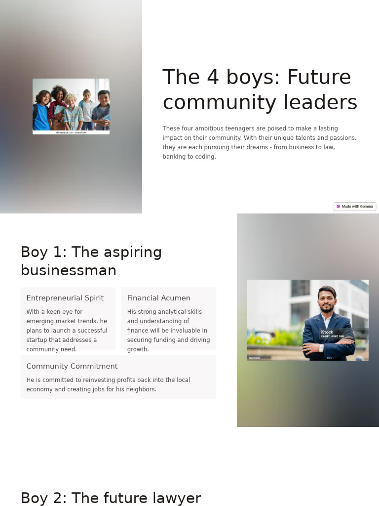 The 4 Boys Future Community Leaders | PDF | Entrepreneurship | Economies