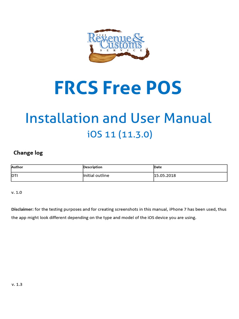 FRCS Free POS iOS User Guide | PDF | Point Of Sale | Ios